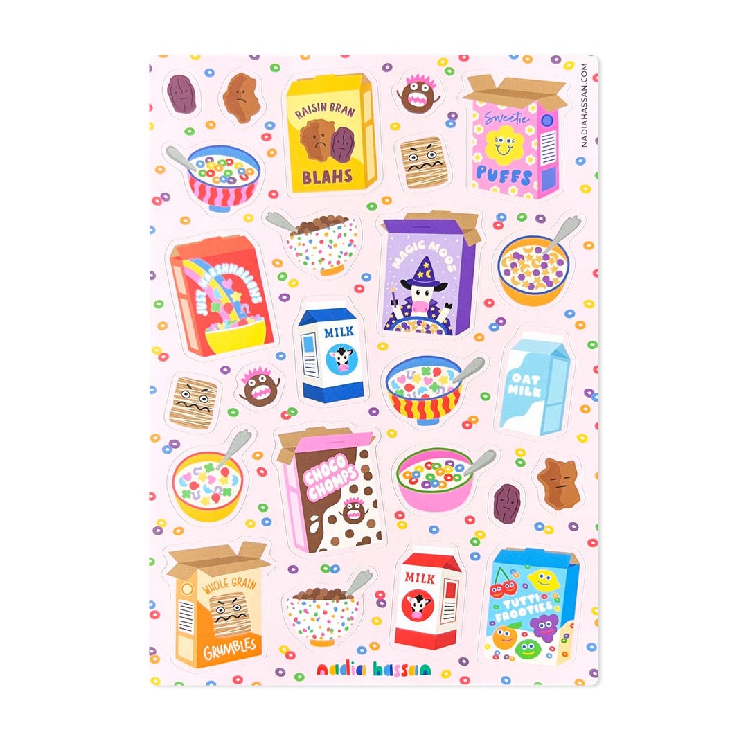 Silly Cereals 5x7 Sticker Sheet - Etsy