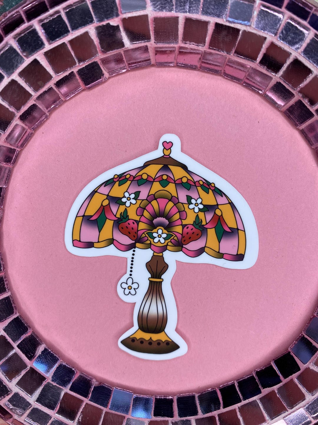 Antique Tiffany-style Lamp Sticker Vintage Flower Lighting Decal Gift ...