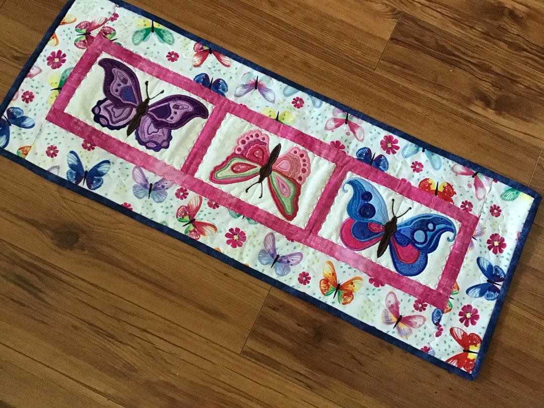 Butterfly Table Runner With Machine Embroidered Butterflies - Etsy