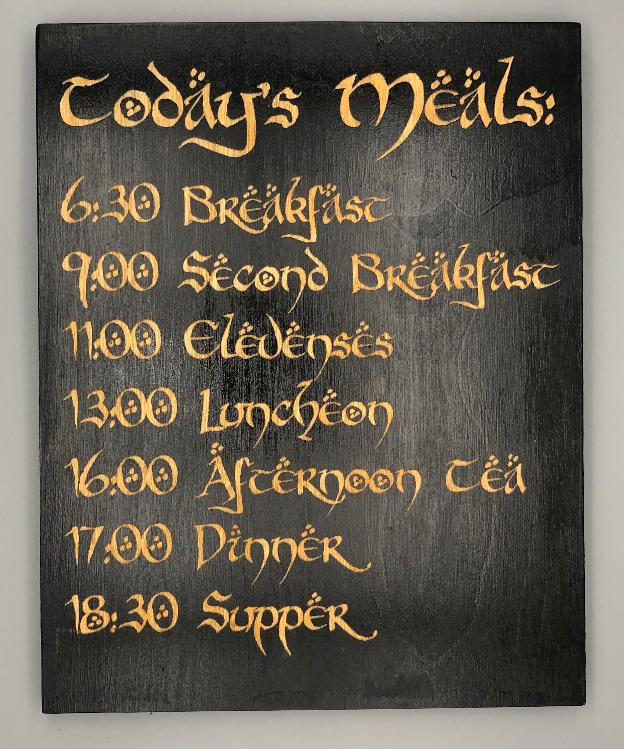 Lord of the Rings Inspired Hobbit Meal Times 8 in by 10 in Wood Sign ...