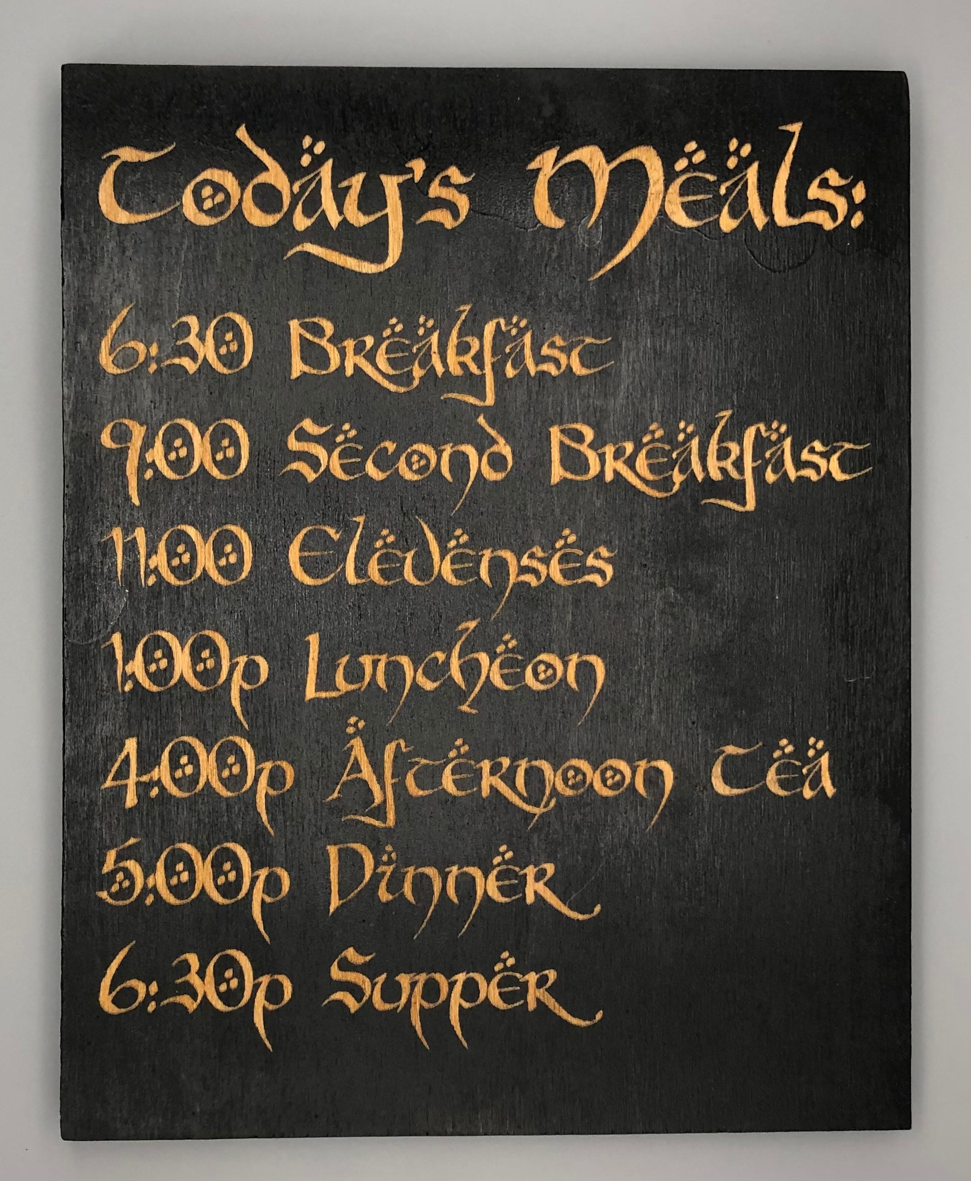 Lord of the Rings Inspired Hobbit Meal Times 8 in by 10 in Wood Sign ...