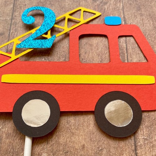 Personalised Fire Engine Cake Topper ANY AGE NAME - Etsy
