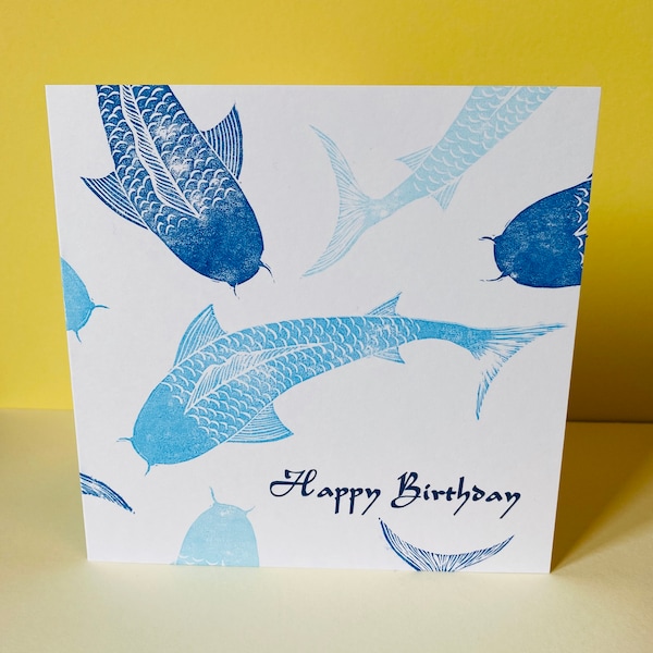Japanese Koi Carp Birthday Card - Etsy