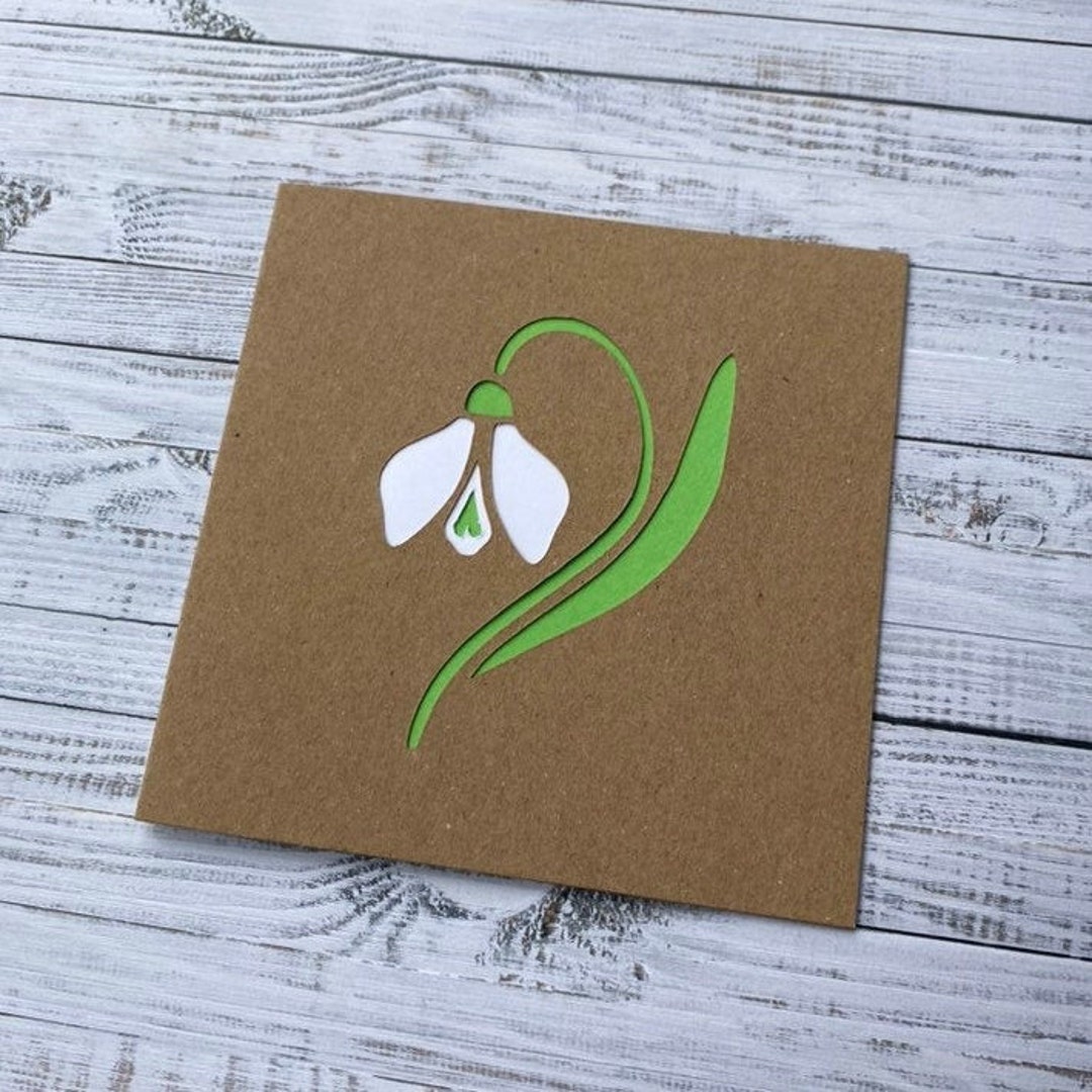 White Snowdrop Papercut Card for Any Occasion- Birthday-thank You Card ...