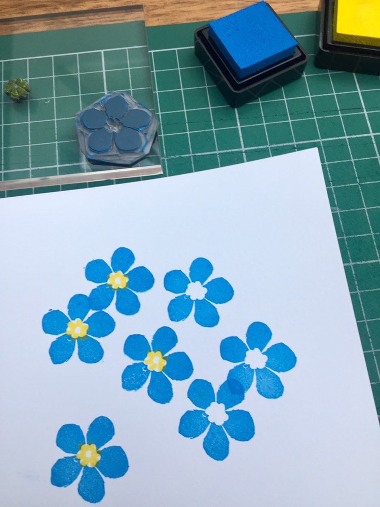 Forget Me Knot Flower Notelet Cards pack of 3 Linocut Cards | Etsy UK