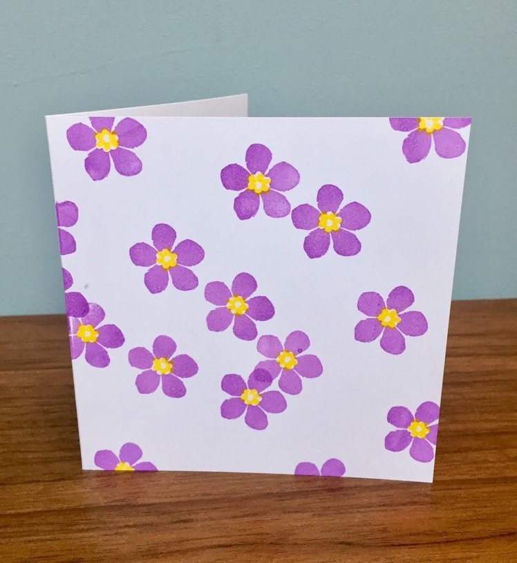 Forget Me Knot Flower Notelet Cards pack of 3 Linocut Cards | Etsy UK
