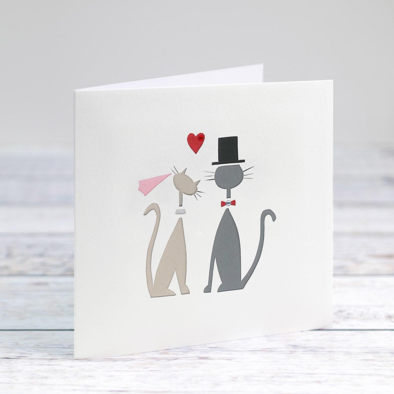 Personalized Papercut Cat Wedding Card, Bride and Groom - Etsy UK