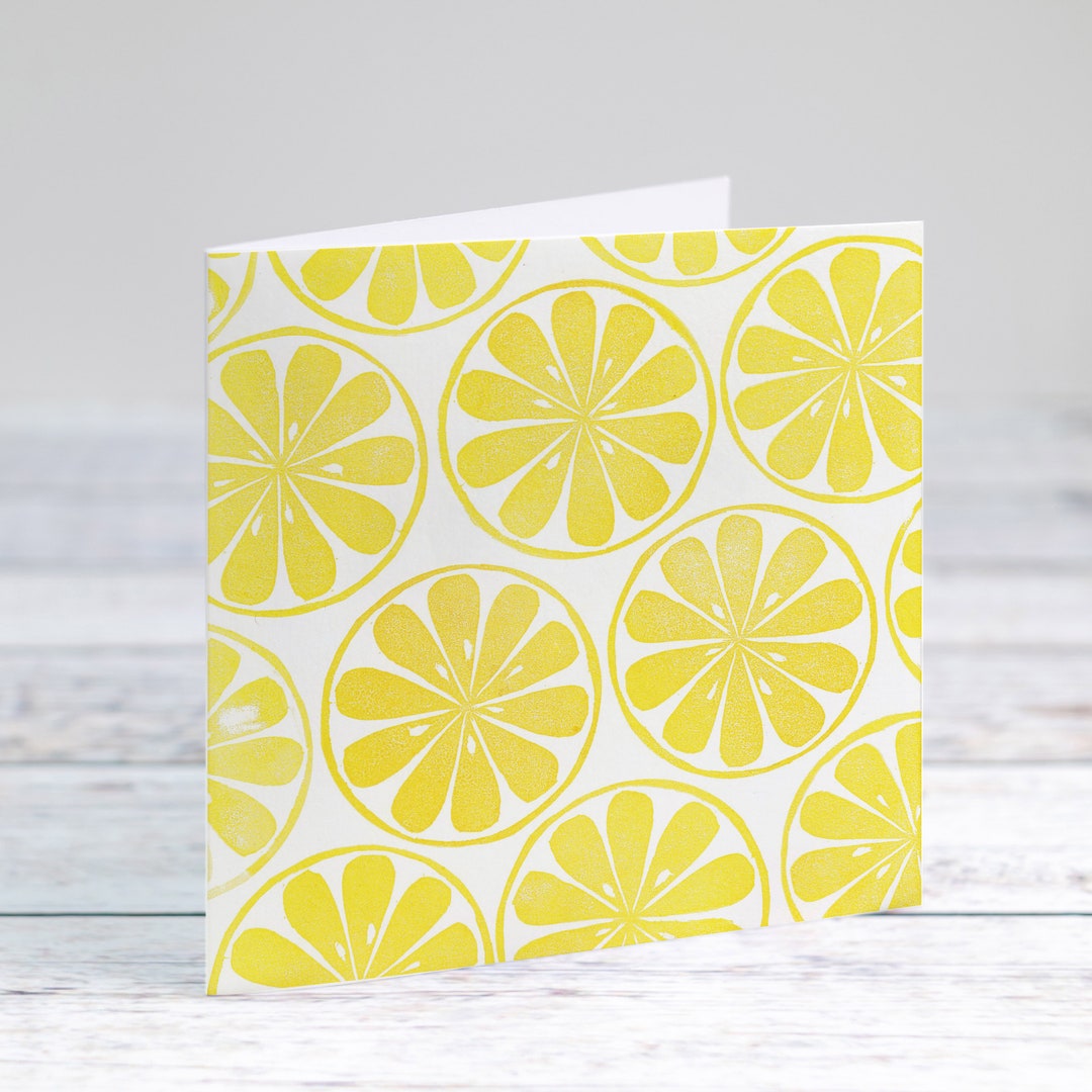 Fresh Lemons Linocut Card for Any Occasion- Birthday- Thank You ...