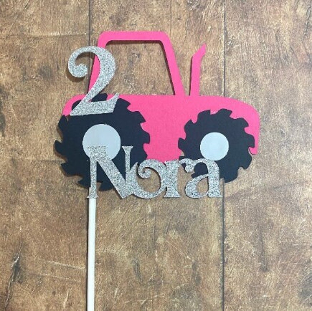 Tractor, Excavator Birthday Cake Toppers in Fushia or Pink ...