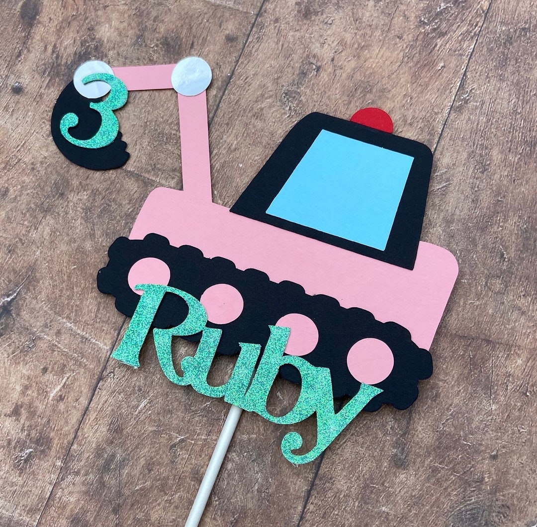 Excavator, Tractor Birthday Cake Toppers in Pink or Fushia ...