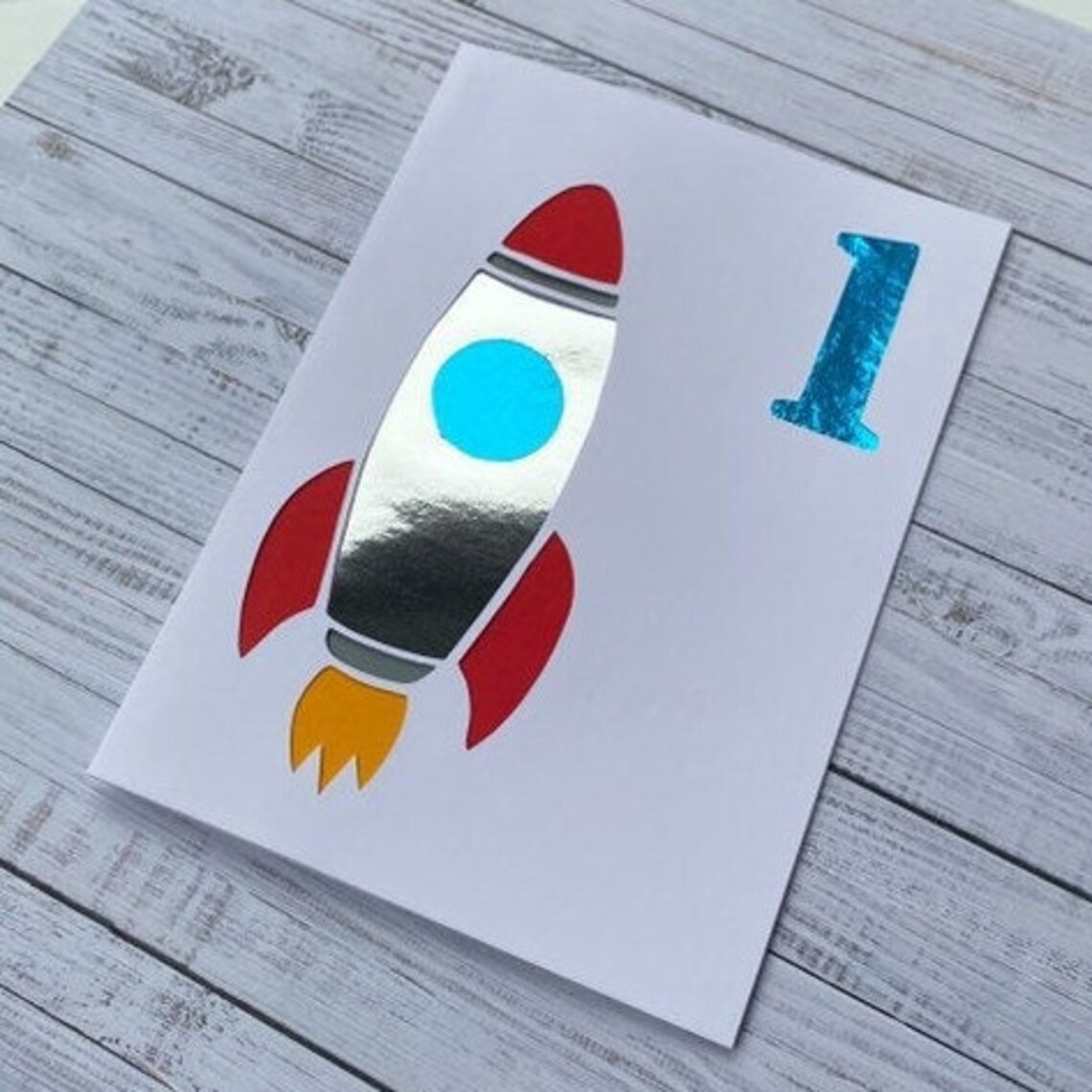 Space Rocket Birthday Card With Age on Front for Child's - Etsy UK