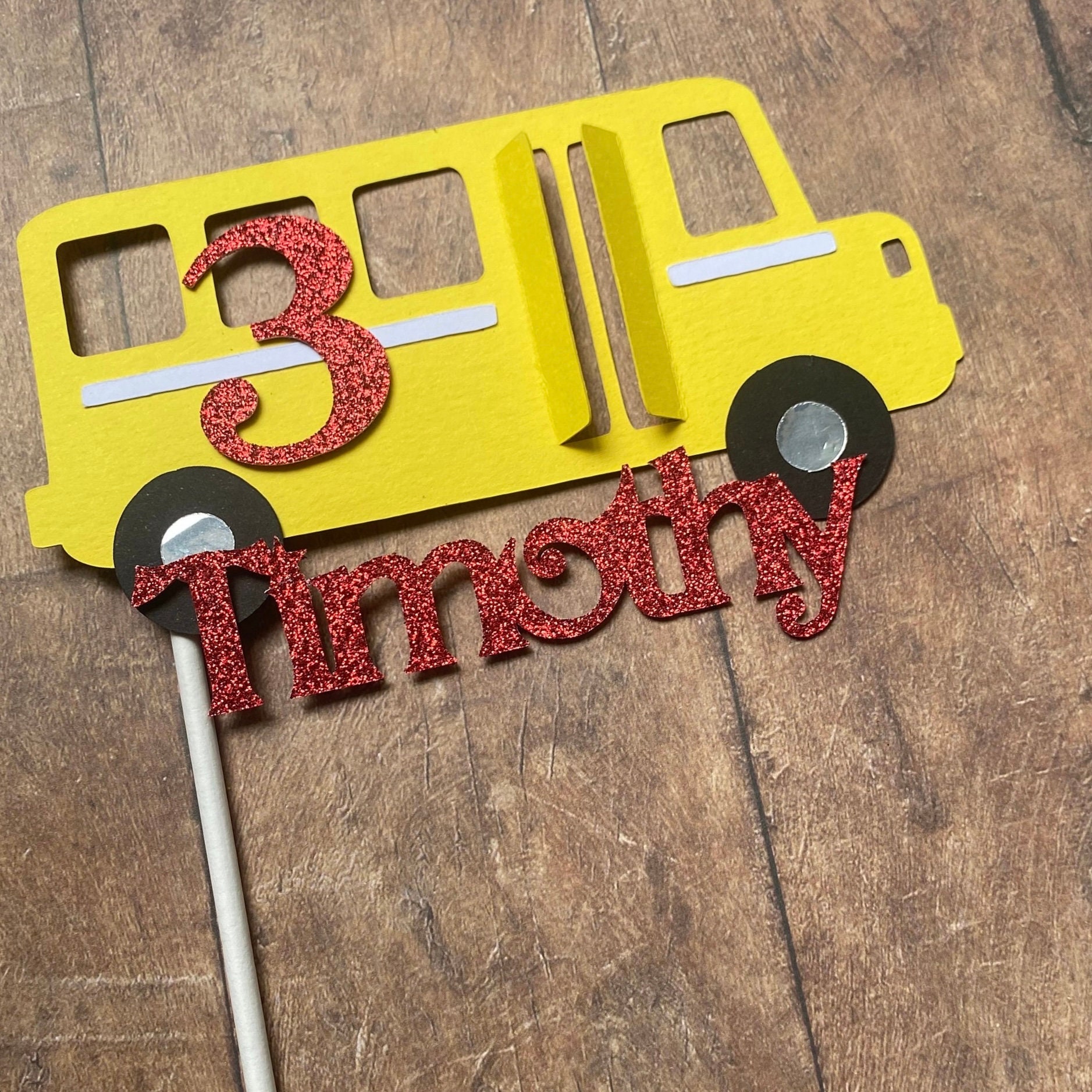 Yellow School Bus Cake Topper Personalised With Name and Age, Choice of ...