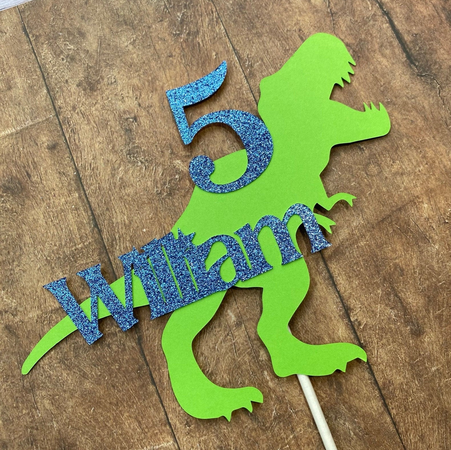 T-rex Dinosaur Cake Topper Personalised With Glitter Name and Age On ...