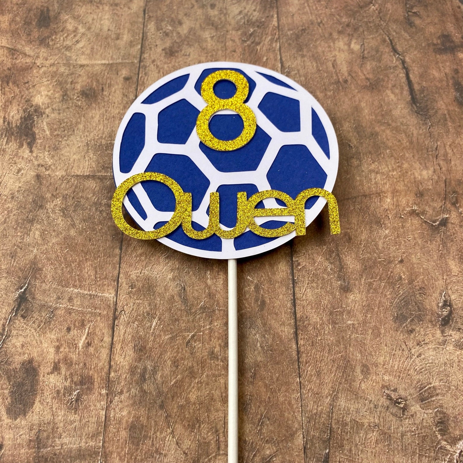 Personalised Football Cake Topper With Glitter Name and Age | Etsy