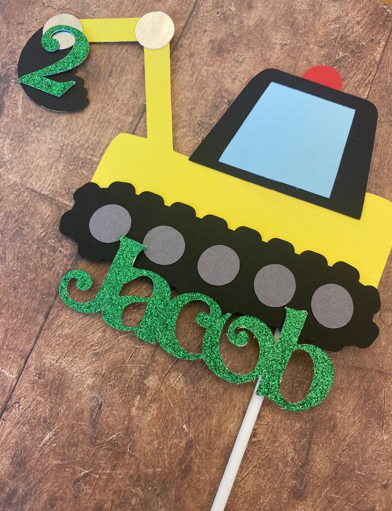 Excavator Cake Topper Personalised With Their Name and Age in - Etsy