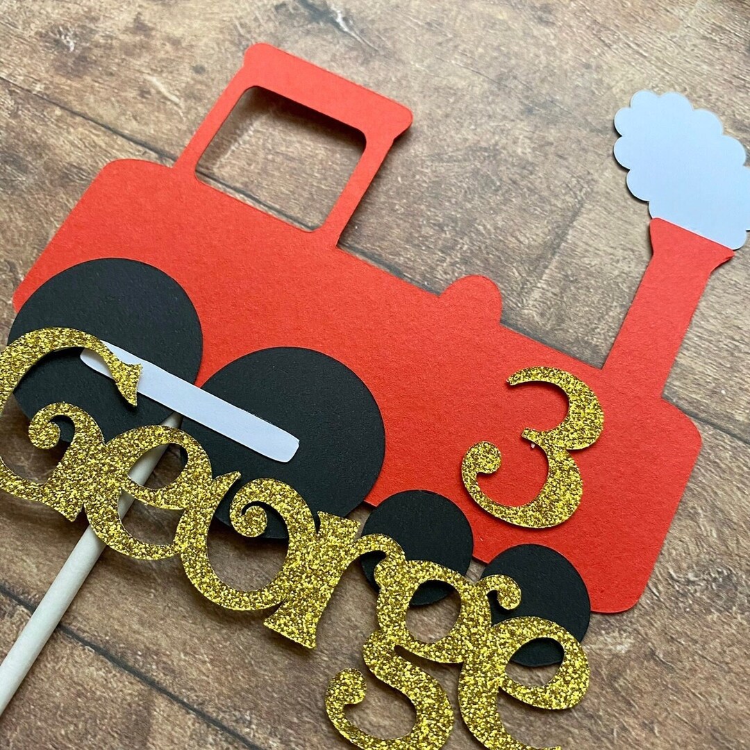 Glitter Steam Train Birthday Cake Topper | Personalized Name & Age - Etsy