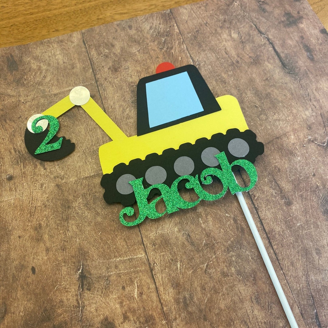 Excavator Cake Topper Personalised With Their Name and Age in - Etsy