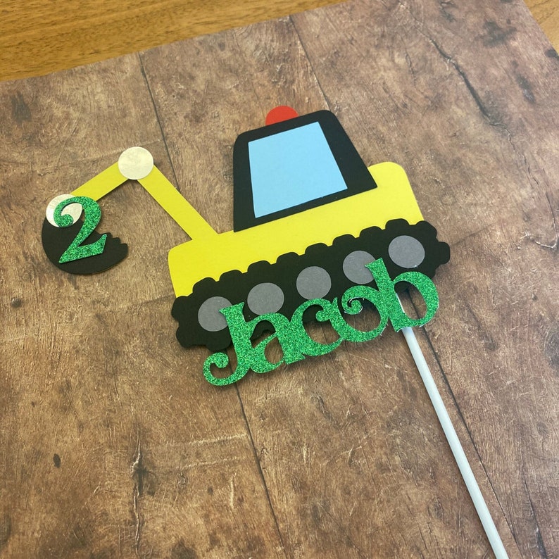 Excavator Cake Topper Personalised With Their Name and Age in - Etsy