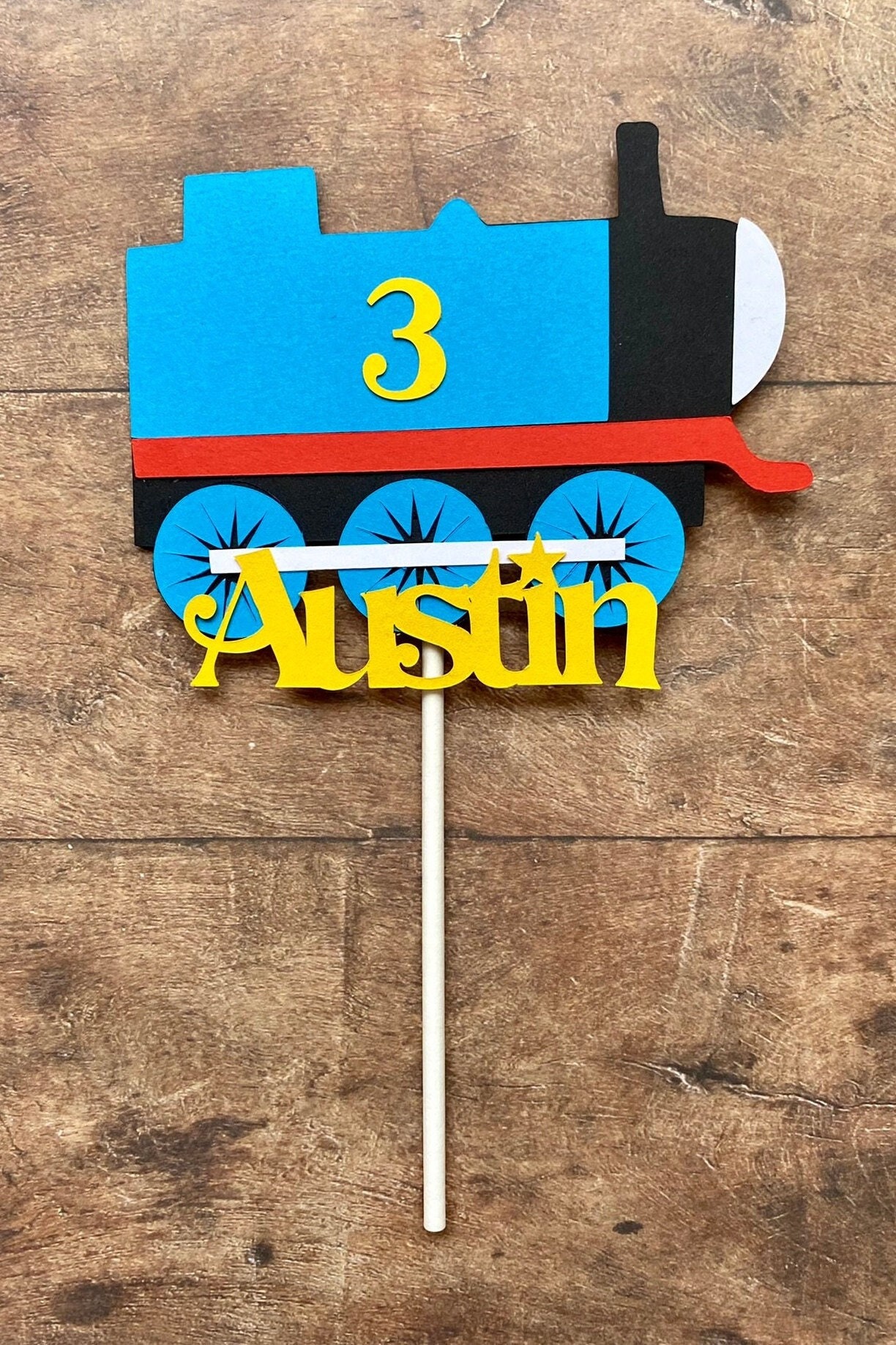 Thomas the Tank Engine Cake Topper With Glitter Age & Name on - Etsy UK