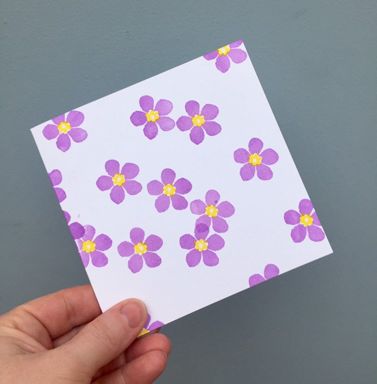 Forget Me Knot Flower Notelet Cards pack of 3 Linocut Cards | Etsy UK