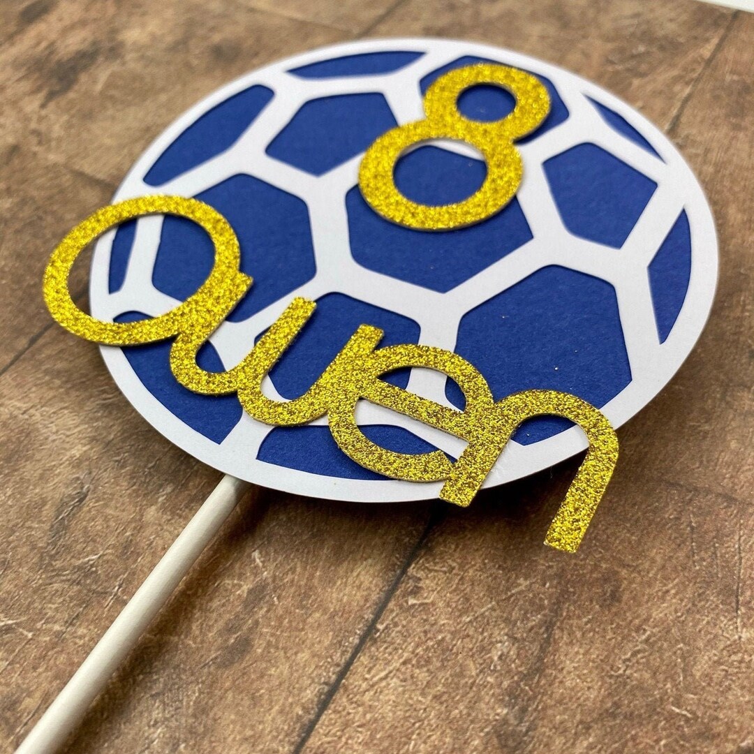 Personalized Glitter Football Cake Topper – Soccer Birthday Party ...