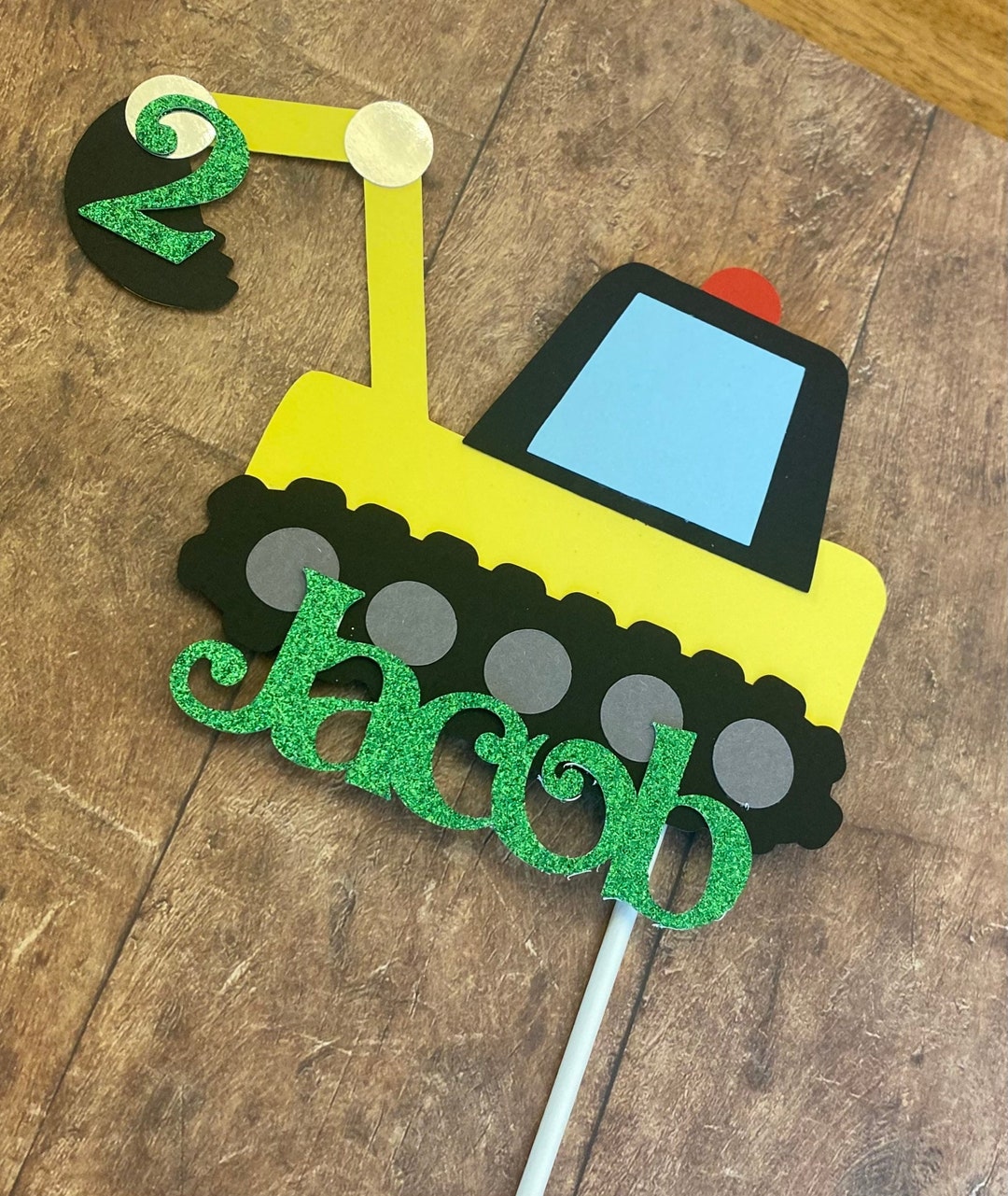 Excavator Cake Topper Personalised With Their Name and Age in Choice of ...