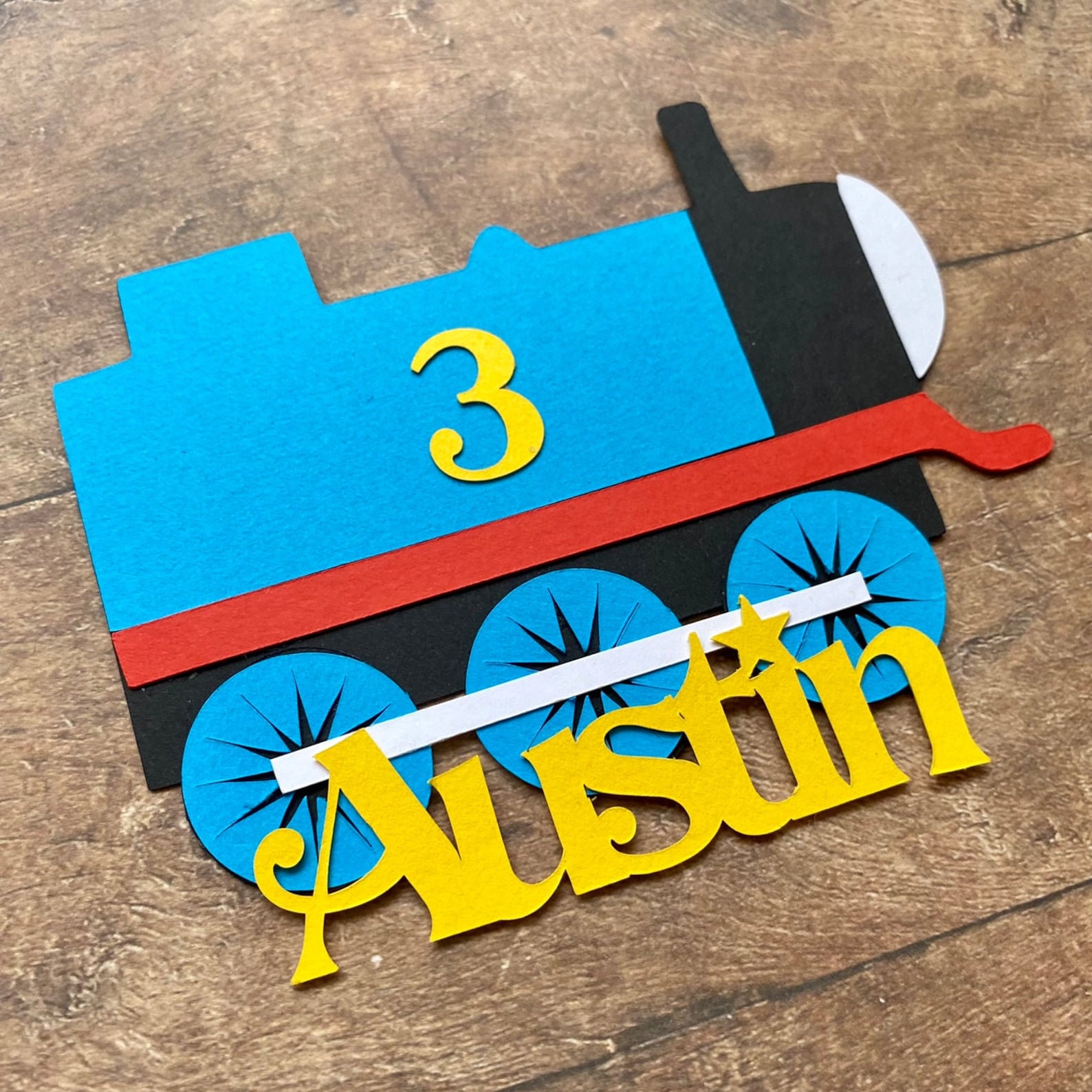 Thomas the Tank Engine Cake Topper With Glitter Age & Name on - Etsy UK