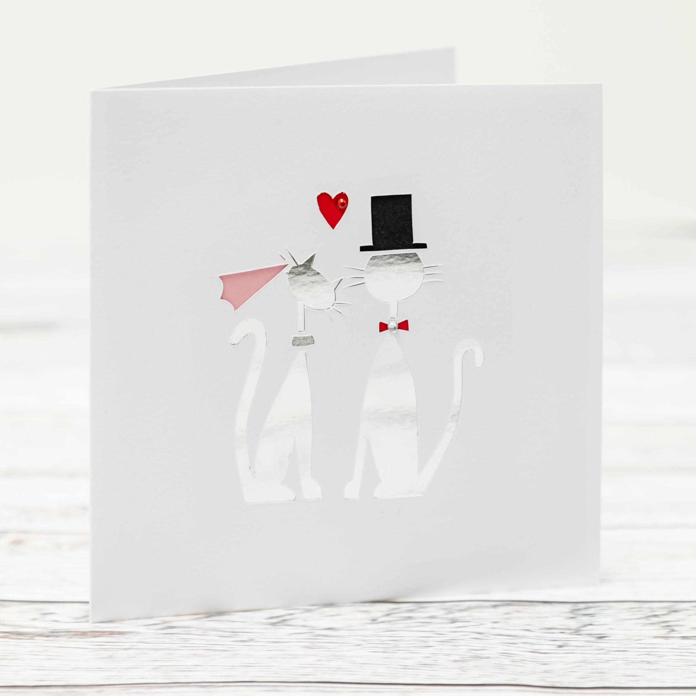 Personalised Papercut Cat Wedding Card for Bride & Groom Mr - Etsy UK