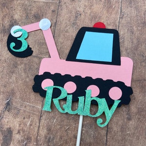 Excavator, Tractor Birthday Cake Toppers in Pink or Fushia ...
