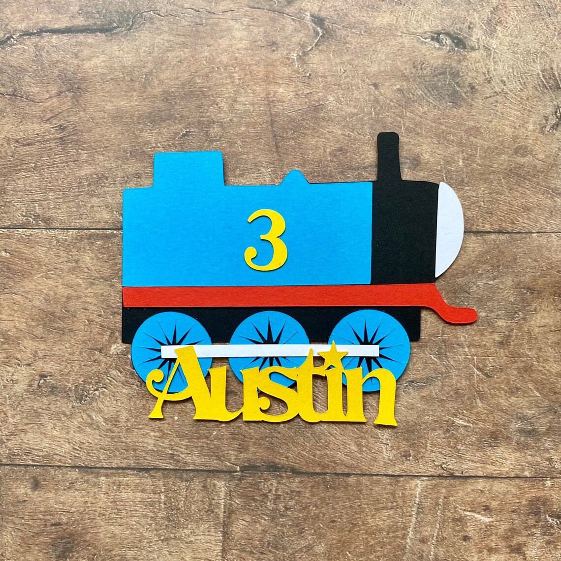 Thomas the Tank Engine Cake Topper With Glitter Age & Name on - Etsy UK