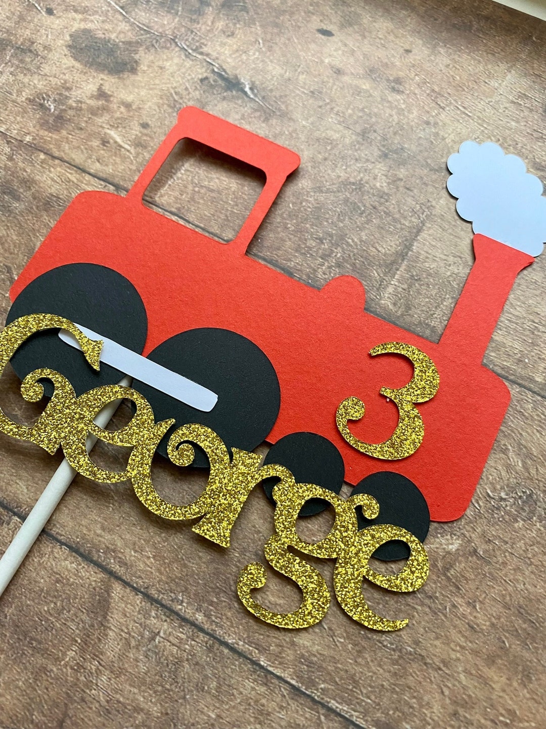 Train Birthday Cake Topper With Glitter Name and Age on Choice of ...