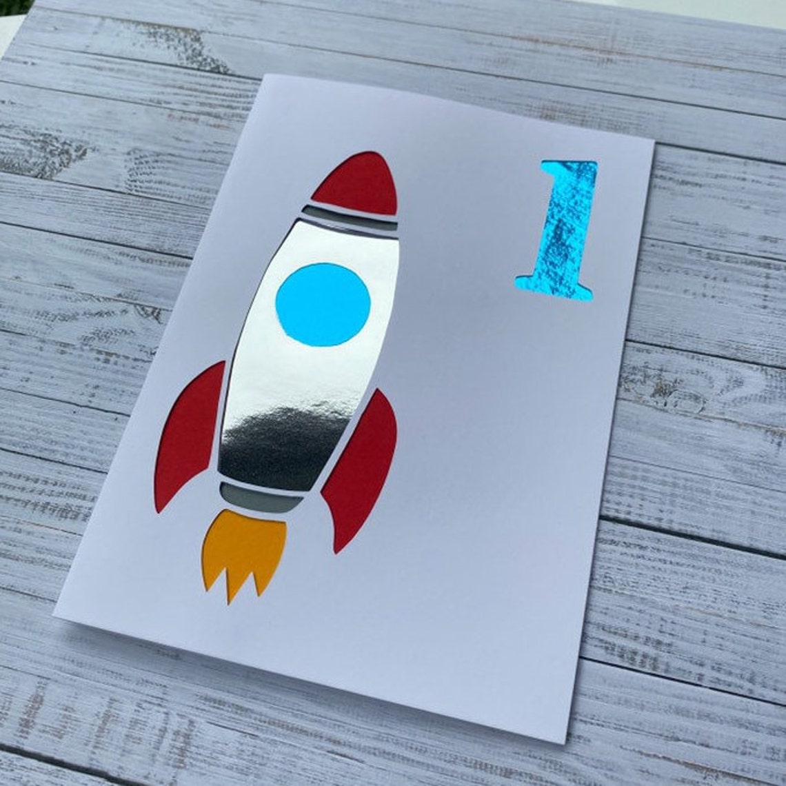 Space Rocket Birthday Card With Age on Front for Child's - Etsy UK