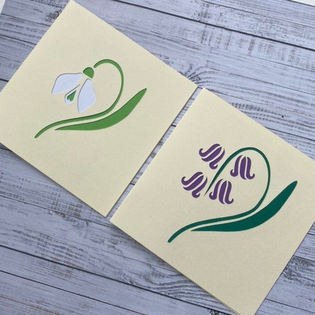 Bluebells and Snowdrops Spring Flowers Papercut Card for Birthday ...