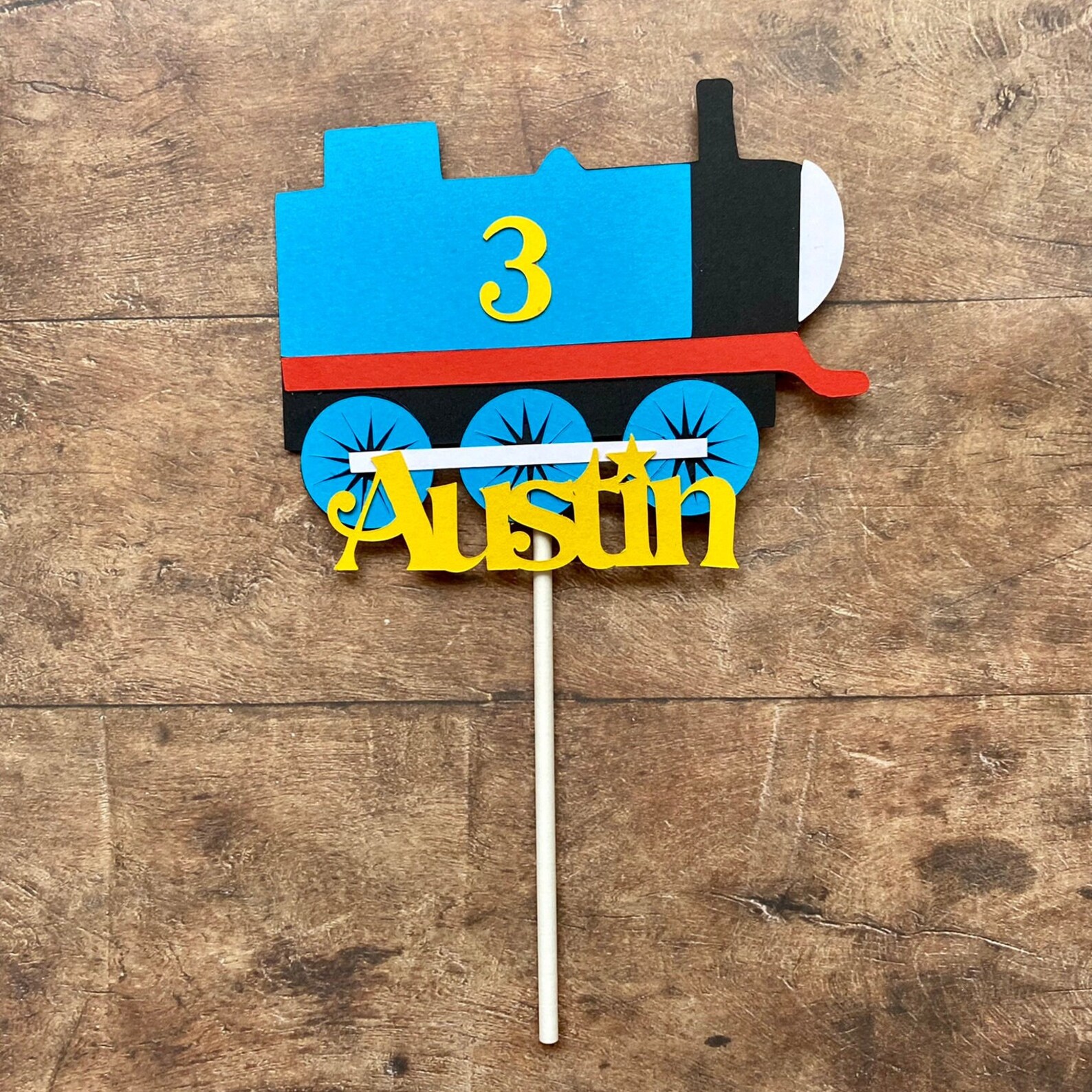 Thomas the Tank Engine Cake Topper With Glitter Age & Name on - Etsy UK