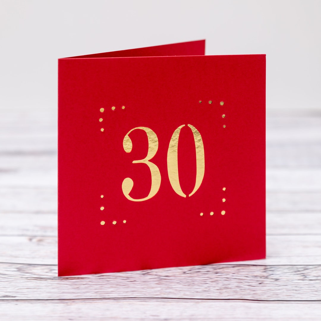 Red and Gold 30th Birthday Card Handmade to Order With Free ...