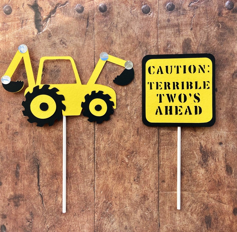 Construction Site Digger Cake Toppers With Terrible Twos - Etsy