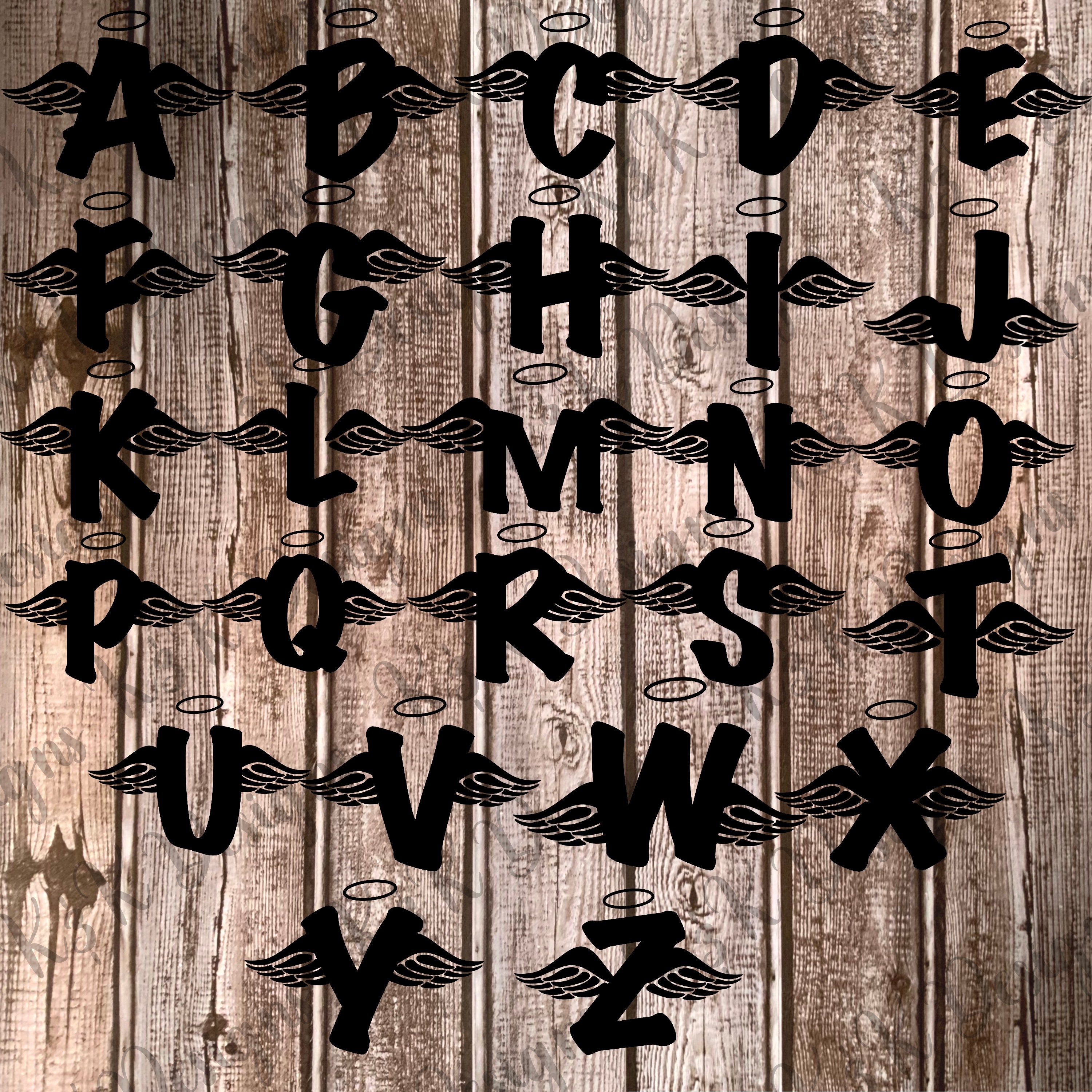 Letters With Wings PNG, ABC in Memory Of, Angel in Heaven - Etsy