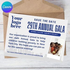 Gala Save the Date, New York City Skyline, Donor Event Invite ...