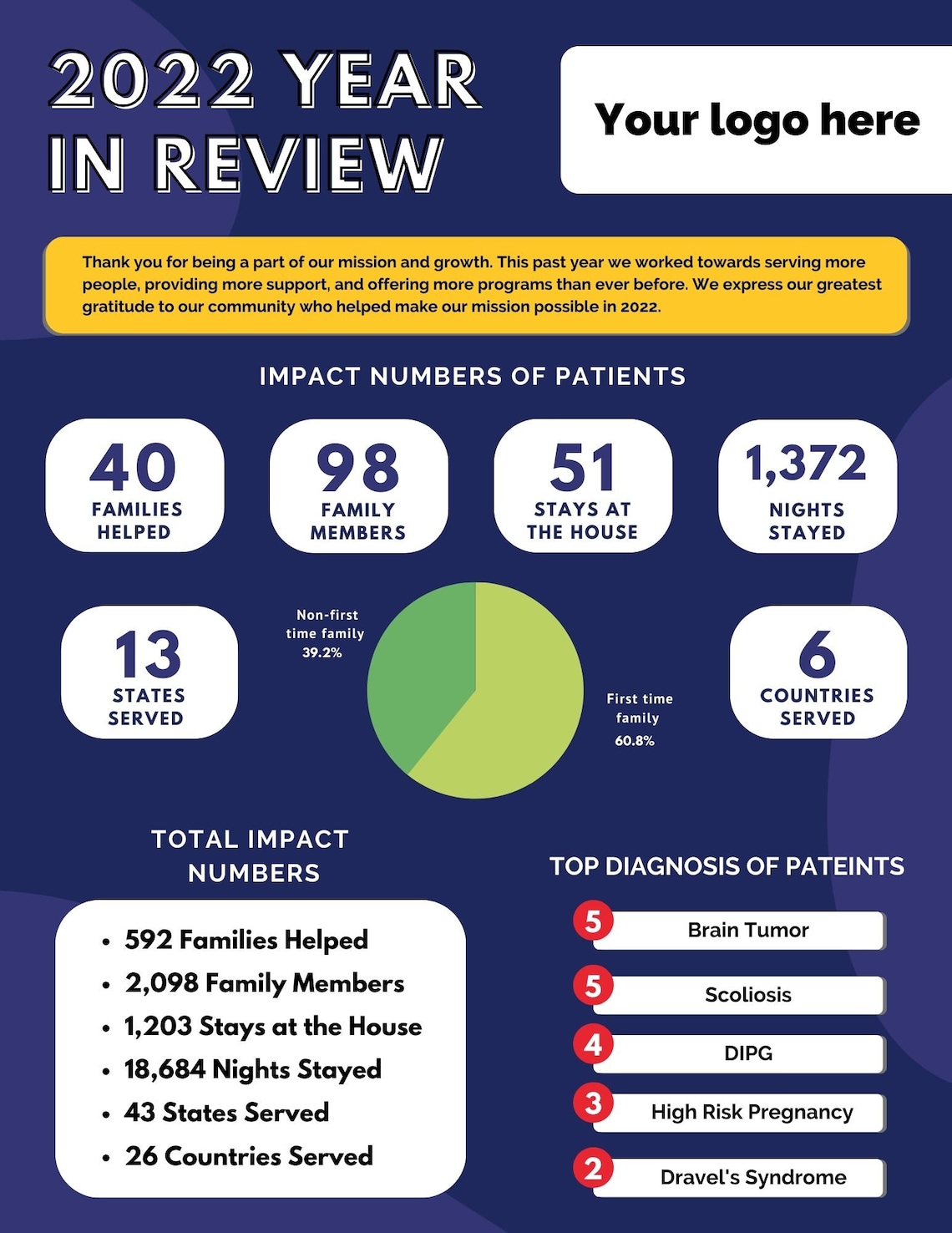 Year in Review One Pager, Annual Report, Graphic Design, Fundraising ...