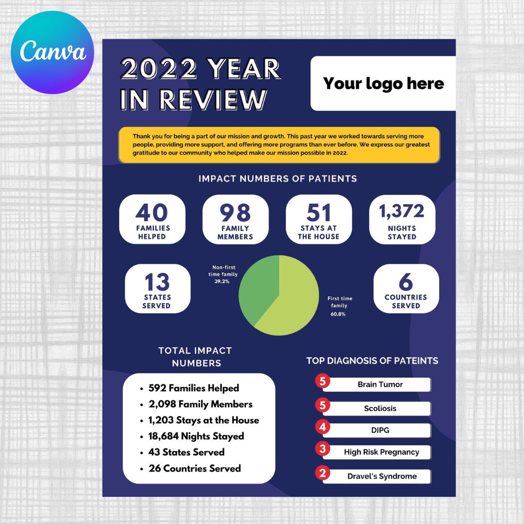 Year in Review One Pager, Annual Report, Graphic Design, Fundraising ...