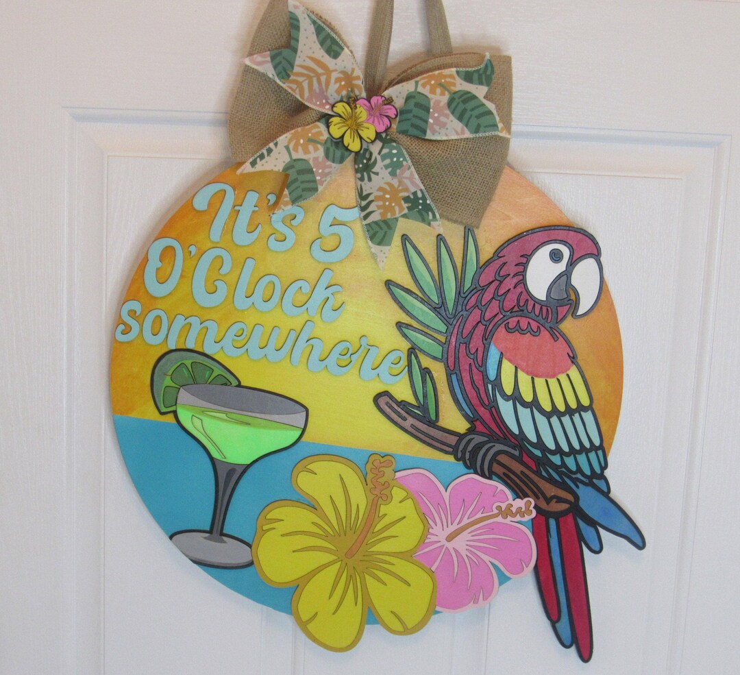 Tropical Bar Sign Summer Decor Front Door Hanger Beach House Cocktail ...