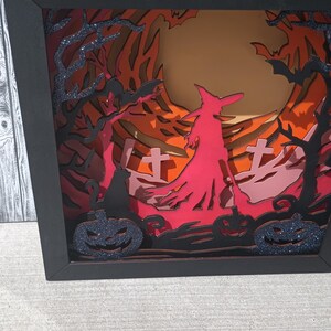 Wooden Light-up Halloween Shadow Box | Laser Cut Witch Night Light ...