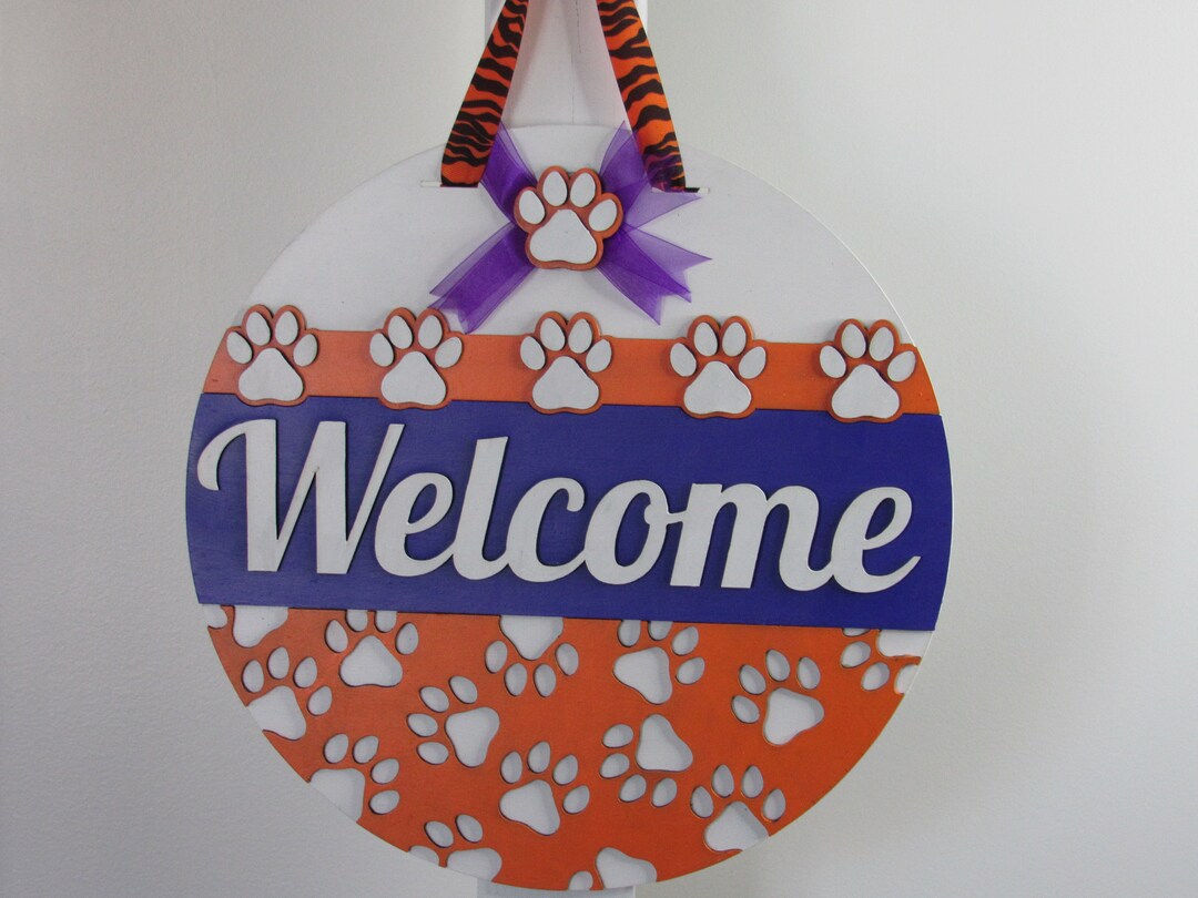 Clemson Door Hanger Sign, Clemson Tigers Door Hanger, Welcome Sign ...
