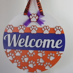Clemson Door Hanger Sign, Clemson Tigers Door Hanger, Welcome Sign ...