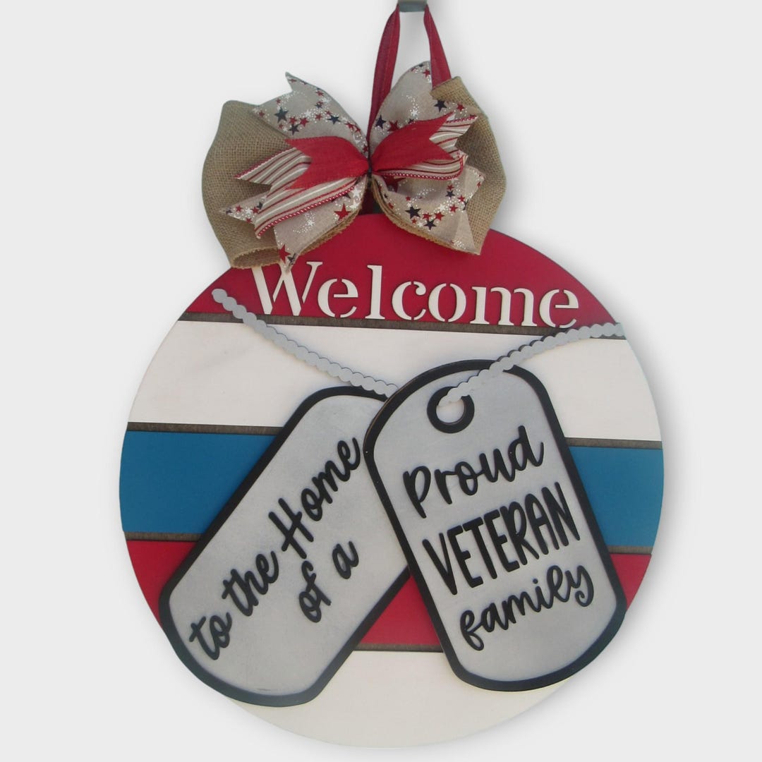 Veteran Family Welcome Sign | Proud Veteran Door Hanger - Etsy