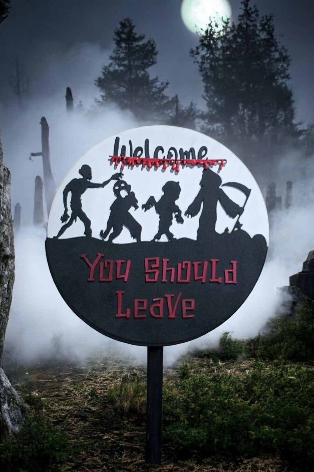 Hand Painted 3D Halloween Door Hanger, Zombie Ghouls Welcome Sign - Etsy