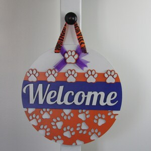 Clemson Door Hanger Sign, Clemson Tigers Door Hanger, Welcome Sign ...