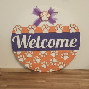 Clemson Door Hanger Sign, Clemson Tigers Door Hanger, Welcome Sign ...