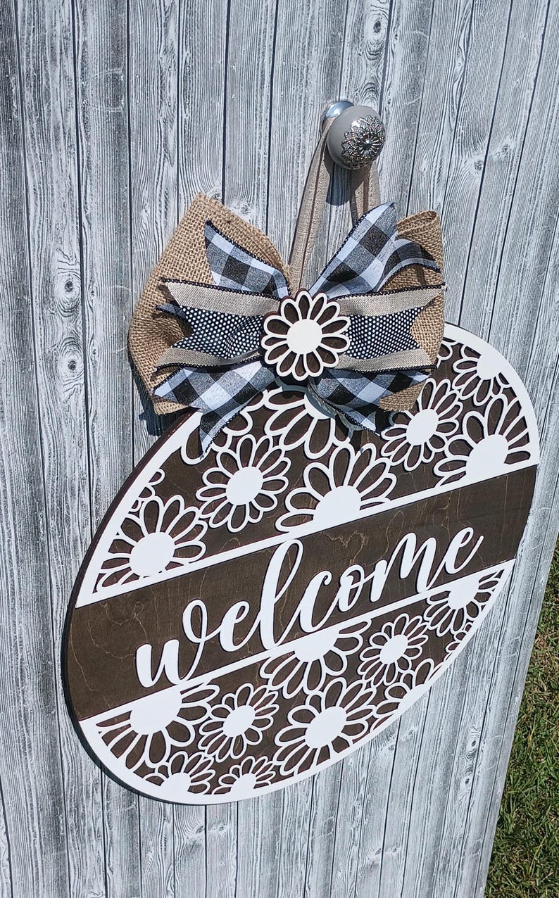 Daisy Door Hanger – Floral Welcome Sign for Front Door - Etsy