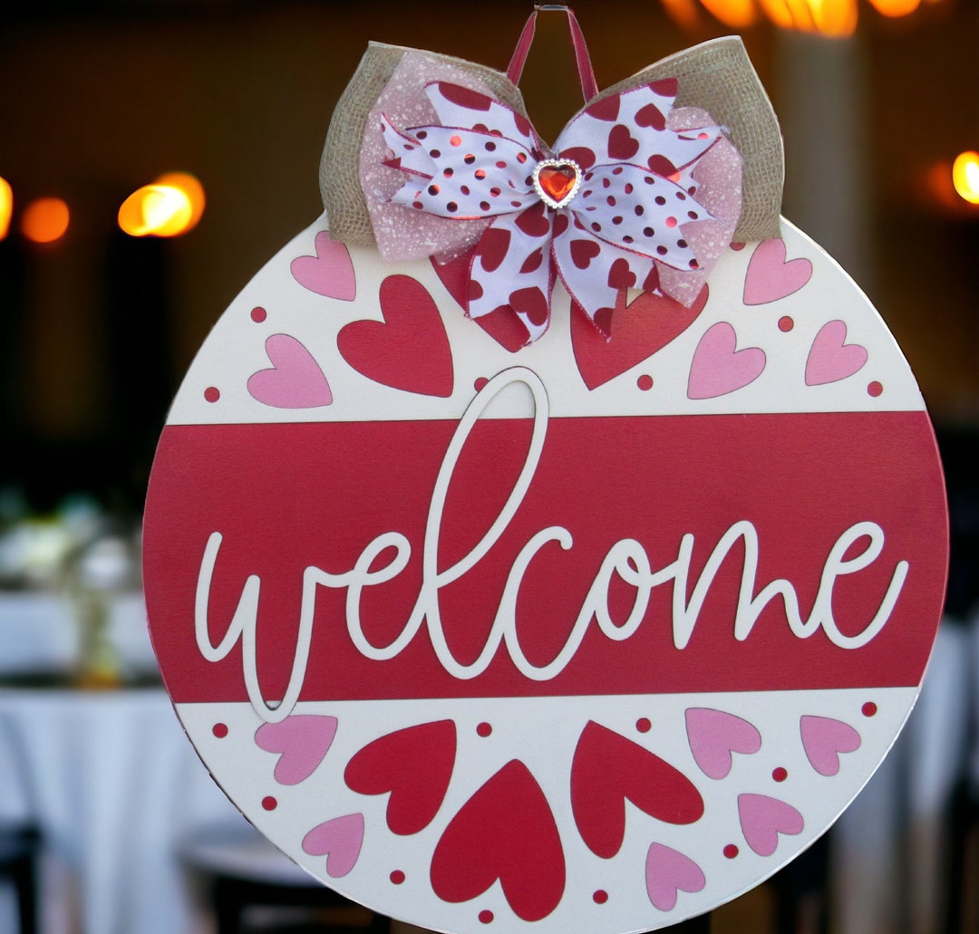 Custom Wedding Sign Heart Theme Welcome Door Hanger Gifts Personalized ...